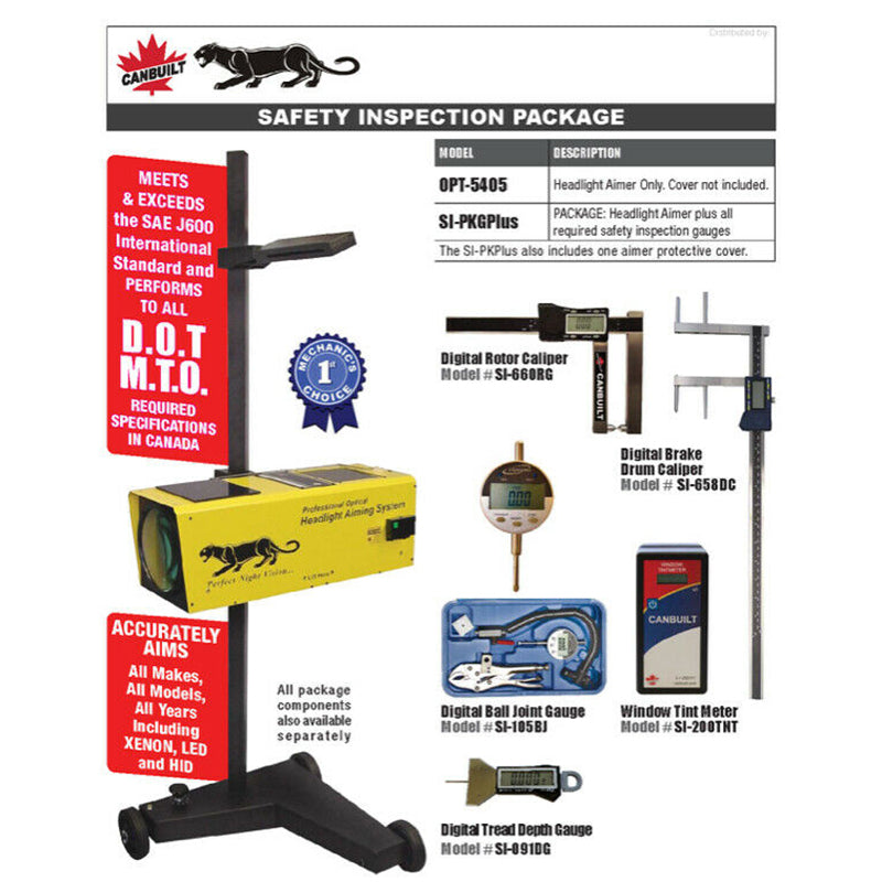 PANTHER SAFETY INSPECTION PACKAGE headlight aimer PLUS tint meter DOT ...